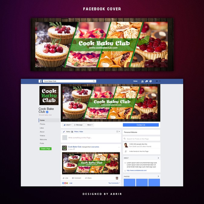 Design FB Ad cover and profile pic for Cook Bake Club | Facebook cover ...