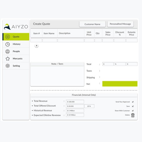 UI/UX Design for a Price Quoting Software | Other web or app design contest