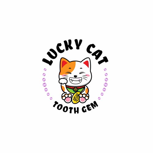 Designs | Lucky Cat Tooth Gemz illustration for a tooth jeweler! | Logo ...