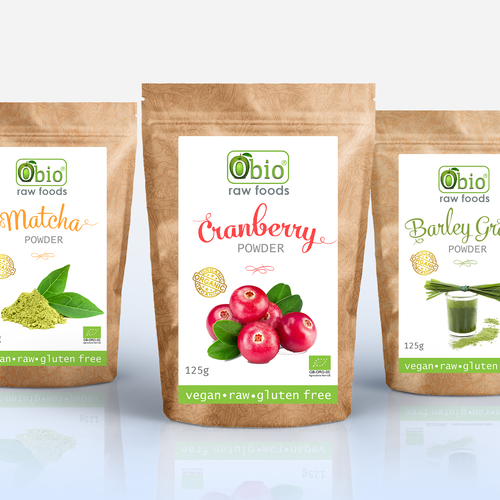 Clean and modern label for organic products packed in kraft paper ...