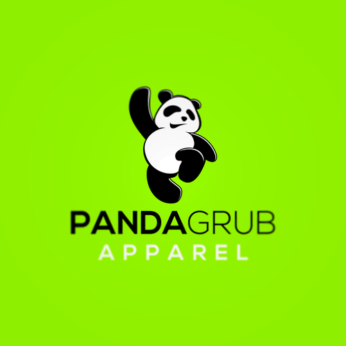 Create a humorous logo for Panda Grub Apparel with a Panda eating or ...