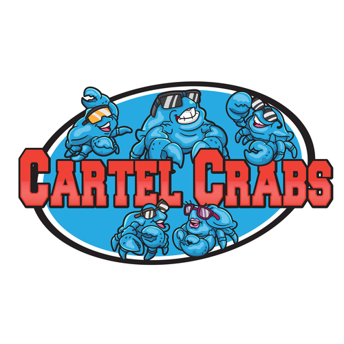 Designs | Need a logo with 5 blue crabs representing 4 guys and a girl ...