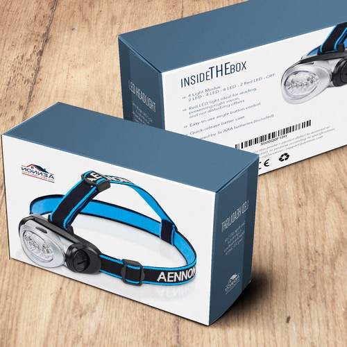 Create A **LED Headlamp Flashlight** Packaging Design To Be Seen All ...
