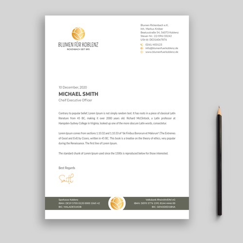 Designs | Hochwertiges Briefpapier Blumen für Koblenz | Stationery contest