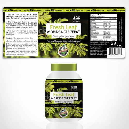 Create the next product label for Fresh Leaf Moringa Oleifera | Product ...