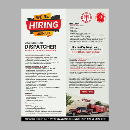 Designs | Job posting for (Dispatcher) / LEADERSHIP required Designed ...