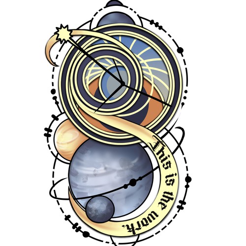 Astronomical Clock Vector Tattoo