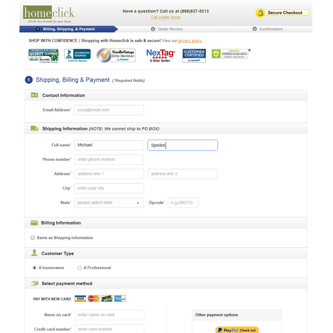 Create easy to use shipping & billing info page | Web page design contest