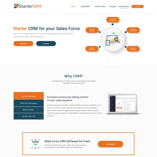 Design a clean/modern CRM Website ! | Web page design contest