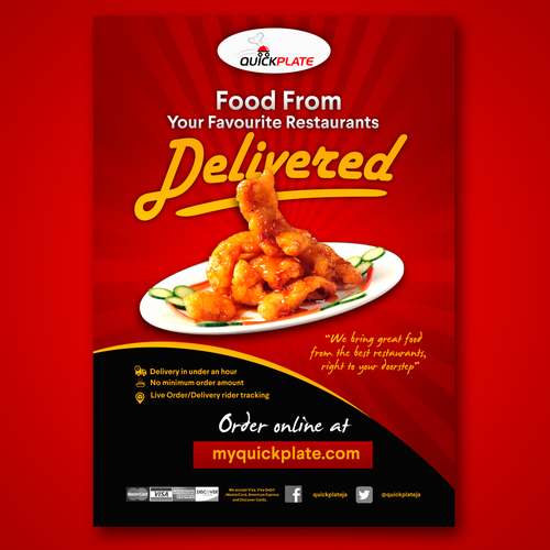 Create a beautiful, sophisticated flyer for a premium online food ...