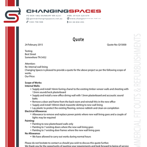 Commercial fit out and refurbishment company looking for a quote ...