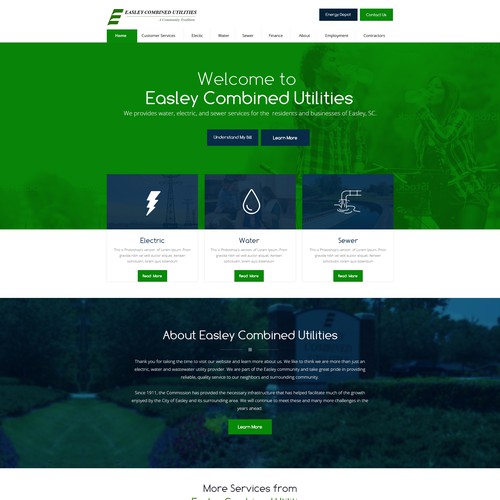 Website design for Utilities Company (managed by Peacock Marketing ...