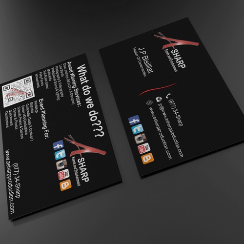 The NEW A Sharp Events and Entertainemnt busniess card ....Help Make us ...