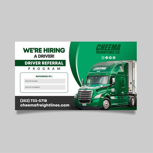Designs | Design an eye catching referral recruit card for truck ...