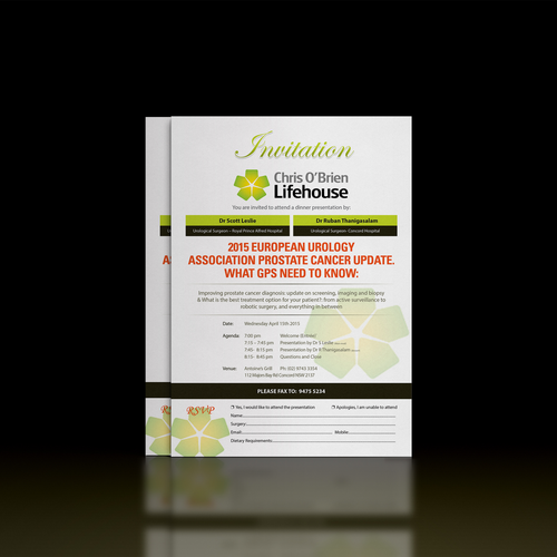 Create an elegantly professional invitation for an educational dinner ...