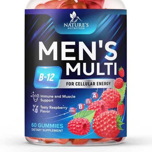 Designs | Men's Multivitamin Gummies label design needed for Nature's ...