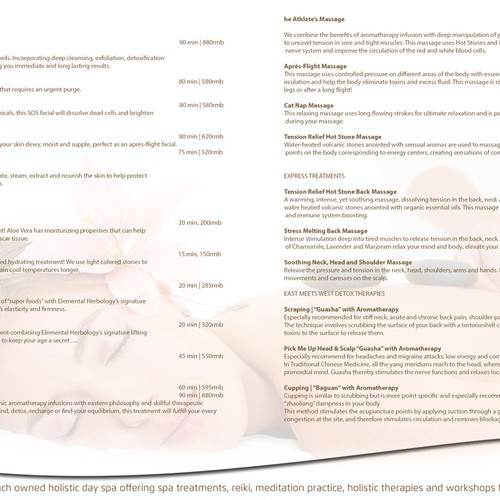 create a menu for the spa of the luxury boutique hotel The Opposite ...