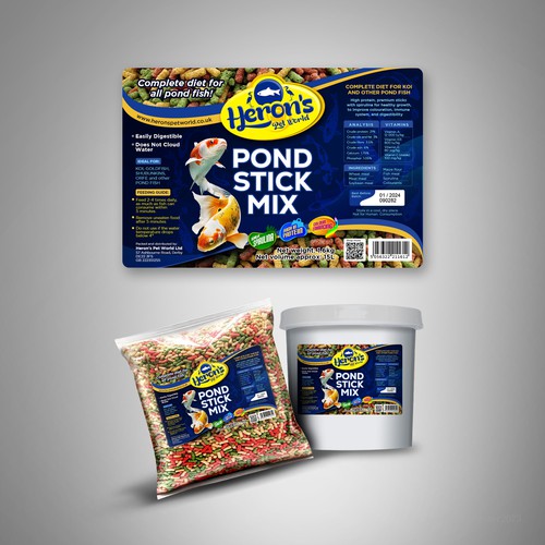 Designs | Design a product label for premium pond stick mix, fish food ...