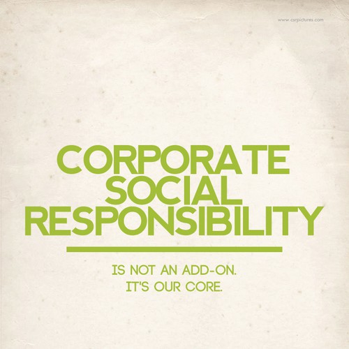 Create an inspiring poster to encourage corporate social responsibility ...