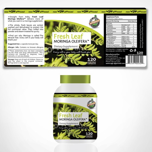 Create the next product label for Fresh Leaf Moringa Oleifera | Product ...