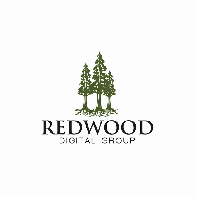 Design a logo for a hedge fund incorporating Redwood Trees and a roots ...