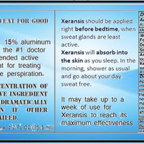 Create an exciting label for a boring product...Xeransis antiperspirant ...