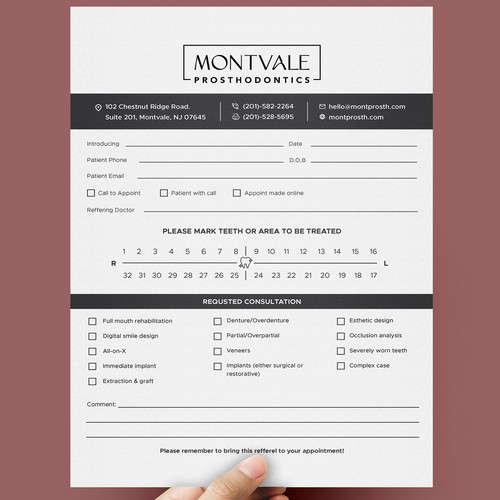 Designs | Design a referral slip for a modern, state-of-the-art dental ...