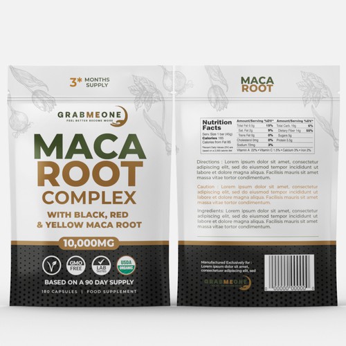 Designs | Design Stunning Maca Root Supplement Label for Pouch ...