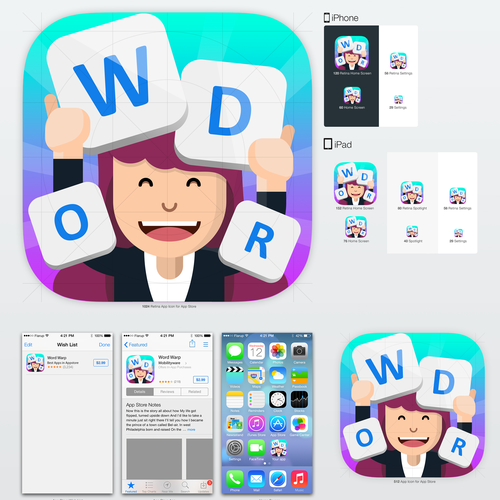 Create an eye catching app icon for a Word Puzzle Game! | Icon or ...