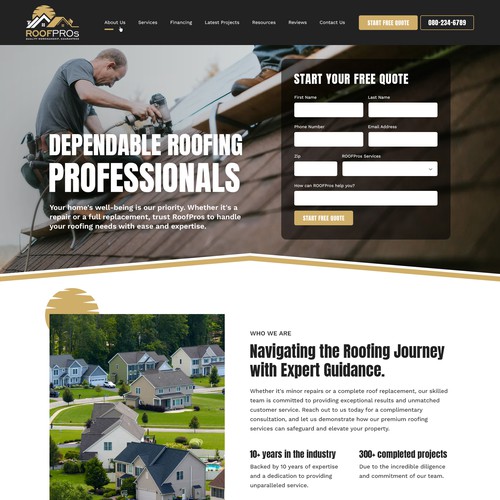 Designs | Standout Roofing Company Website Design. | Web page design ...