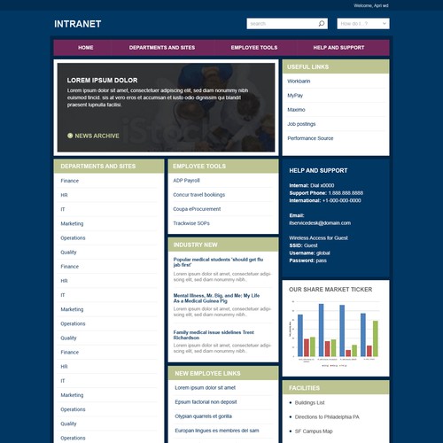 Home Page for Intranet - Responsive and SharePoint 2013 friendly | Web ...
