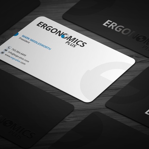 Create an eye-catching, professional business card for Ergonomics Plus ...