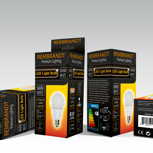 Design high end LED light bulb packaging for Rembrandt Premium Lighting ...