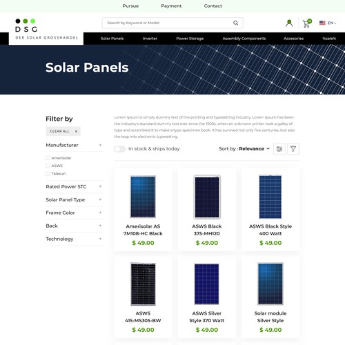 Designs | Solar-Wholesale Shopify Store Design | Web page design contest