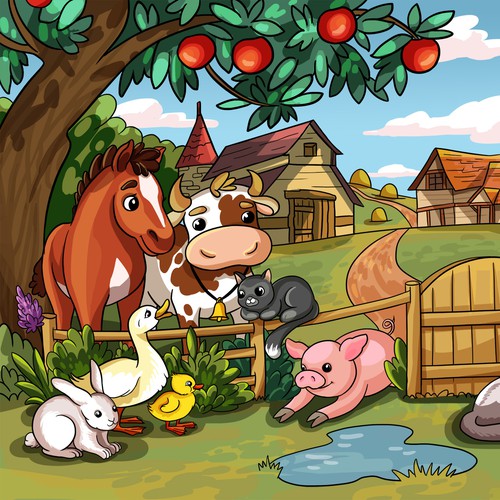 Design fun and engaging baby placemats with animal scenes ...