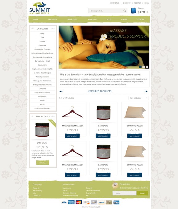 Homepage Design for Spa/Massage Supplier Company | Web page design contest