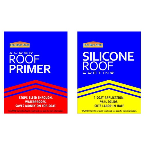 Create a pair of labels for a superior roof coating system. | Product ...