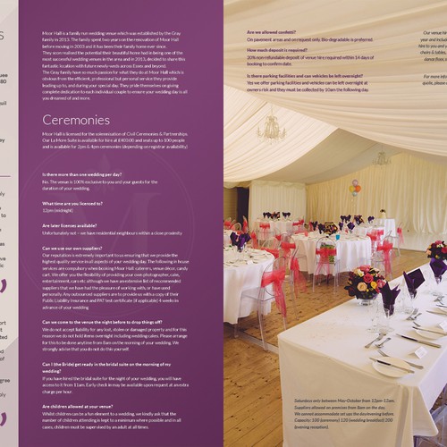 DESIGN OF WEDDING VENUE BROCHURE FOR WWW.MOORHALLVENUE.CO.UK | Brochure ...