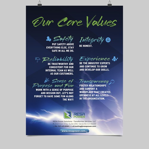 We need a Core Values Poster so employees will want to work here ...