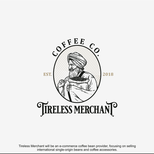 Design a rustic logo for Tireless Merchant Coffee Co. (they work just ...