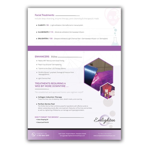 Create modern, eye catching treatment menu for aesthetic practice ...