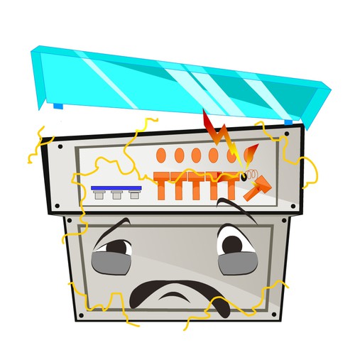 Cartoon/animation up-set switchboard for electrician | Illustration or ...