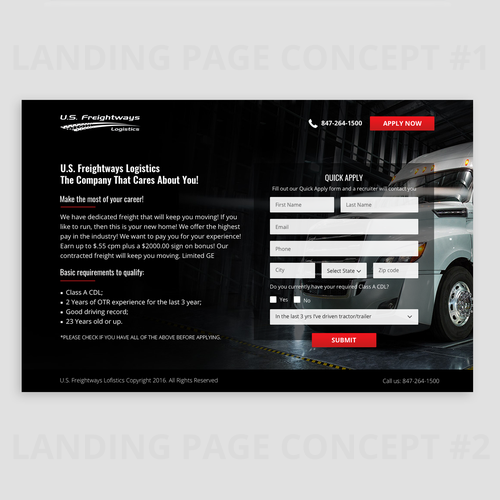 Landing Page Design for Drivers Recruiting | Landing page design contest