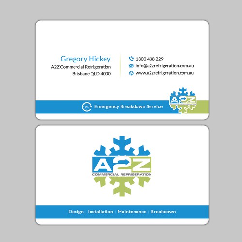 A2Z Commercial Refrigeration Business Card | Business card contest