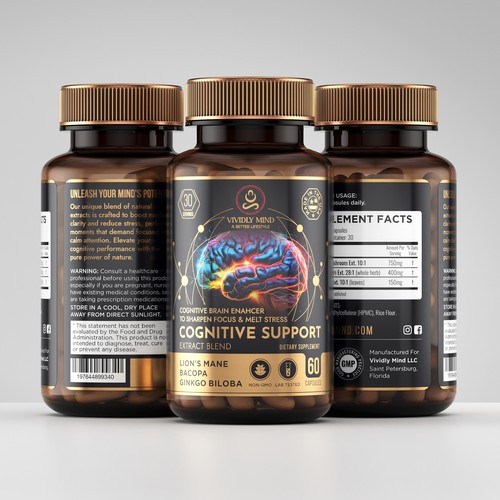 Designs | "Vivid Label Design for New Cognitive Support Capsules ...