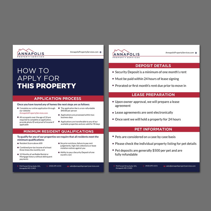 Design a simple information card for a Property Management company in ...