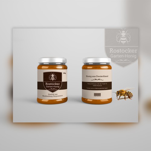 Honigetikett für Rostocker Garten-Honig | Verpackungen Wettbewerb