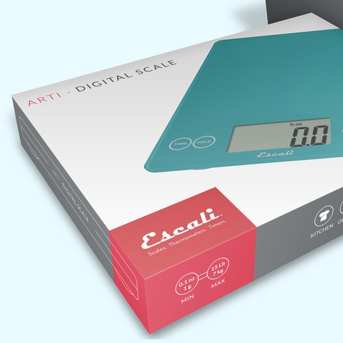 Create a Clean Design for a Kitchen Scale Box that Conveys Accuracy ...