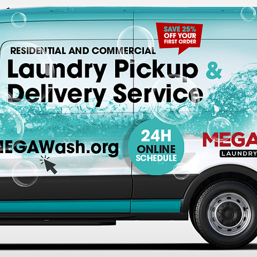 Designs | Design a simple yet eye catching van wrap for a Laundry ...