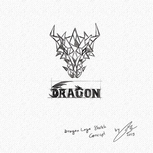 Dragon's face in low poly style | Logo design contest